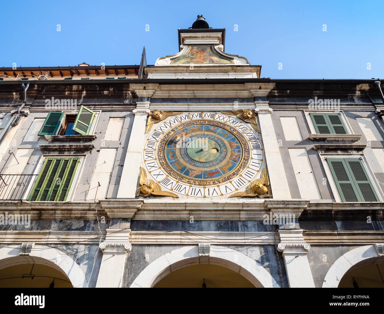 Travel to Italy - facade of medieval Clock Tower Torre dell'Orologio on ...