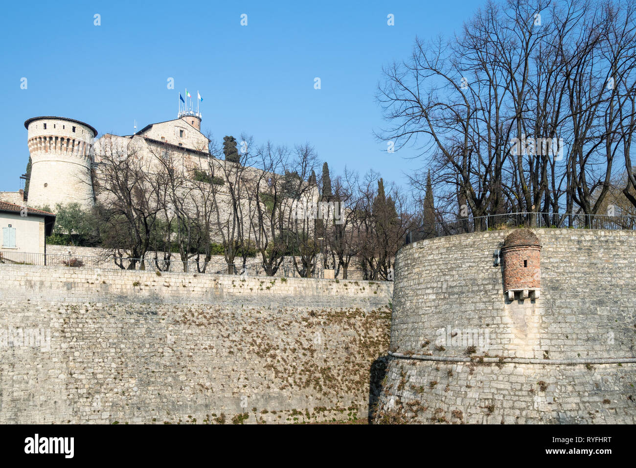 Travel to Italy - tower and walls of medieval fortress Castello di ...
