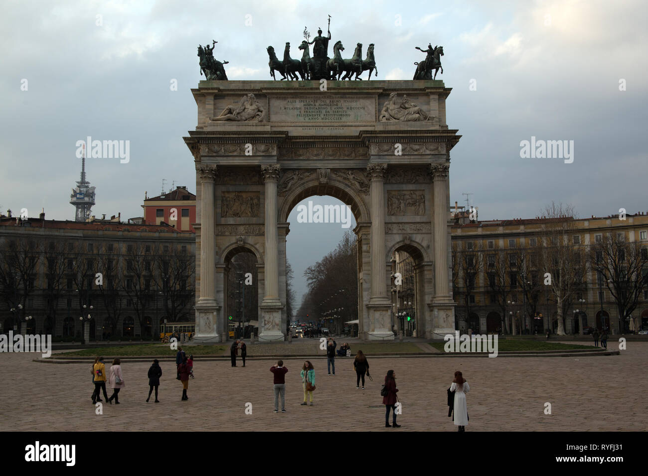 The Arco della Pace - Arch of Peace - Porta Sempione, city gate of ...
