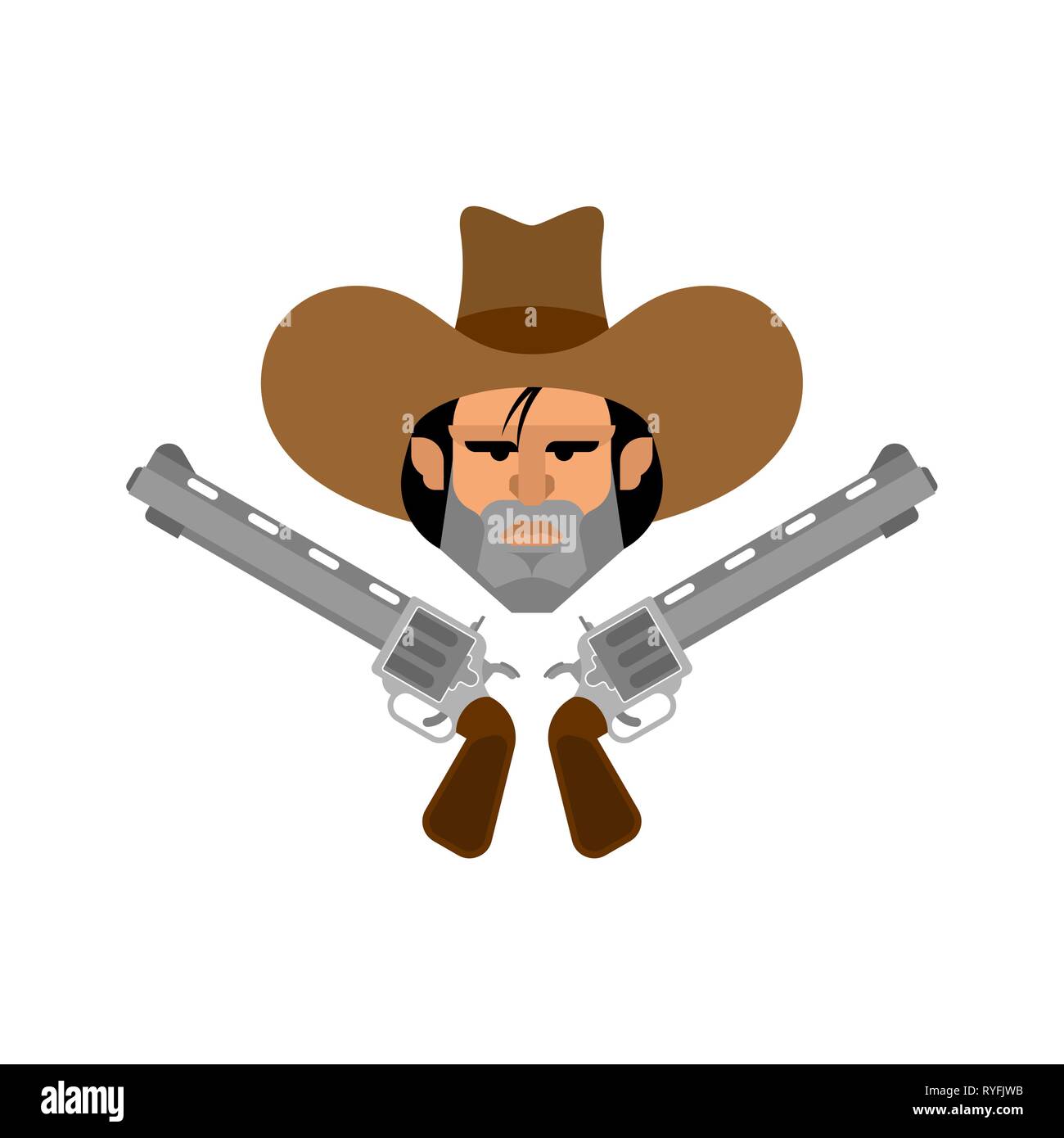 Cowboy and gun isolated. Wild west sign. Western symbol Stock Vector ...