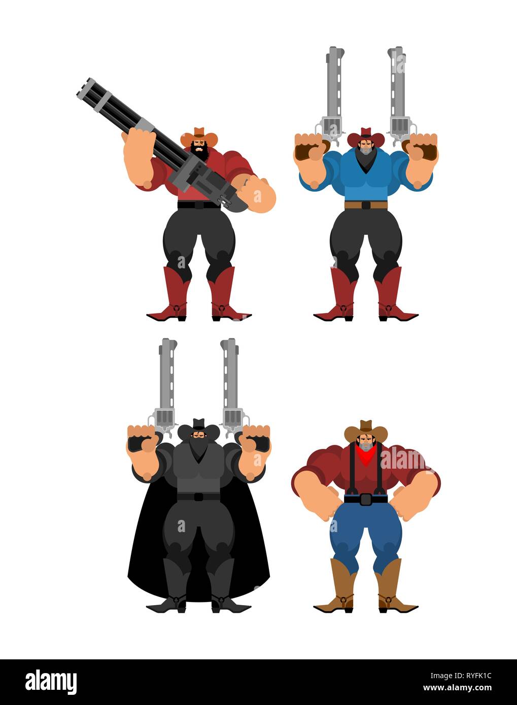 Cowboy and gun set. Wild West gunfighter. Western man Stock Vector ...