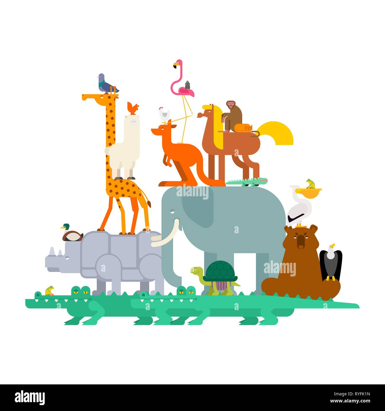 Animal pyramid isolated. Set Beast vector illustration Stock Vector ...