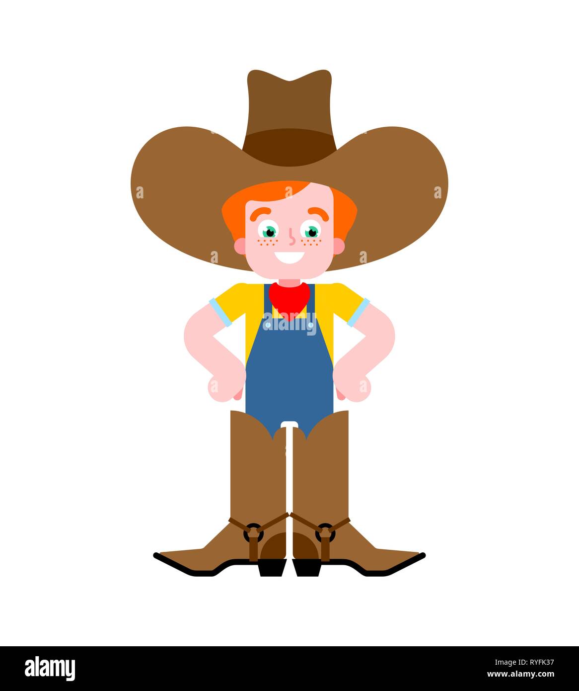 Little Cowboy isolated. boy in hat and boots. Vector illustration Stock ...