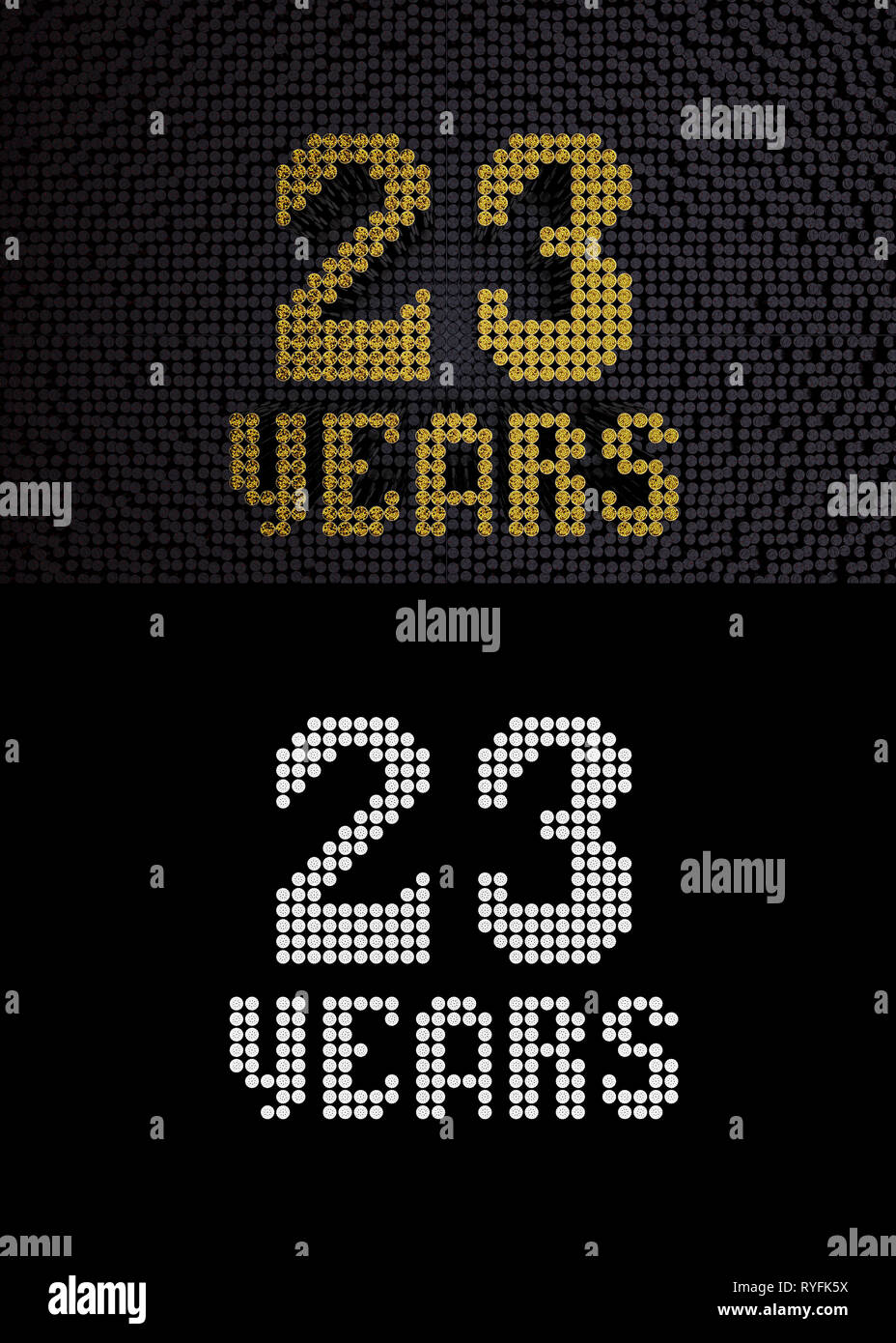 Golden number twenty-three years (number 23 years) dotted font, top ...