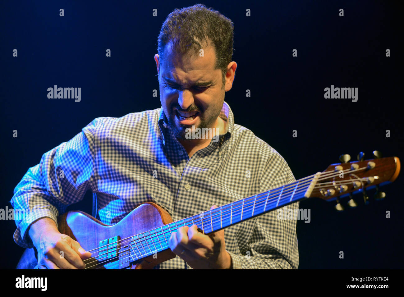 Jazz guitar player Charlie Hunter, playing live in concert Stock Photo ...