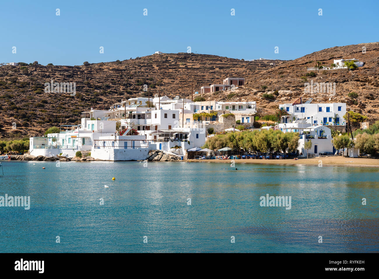 The picturesque seaside village of Faros with beautiful white ...