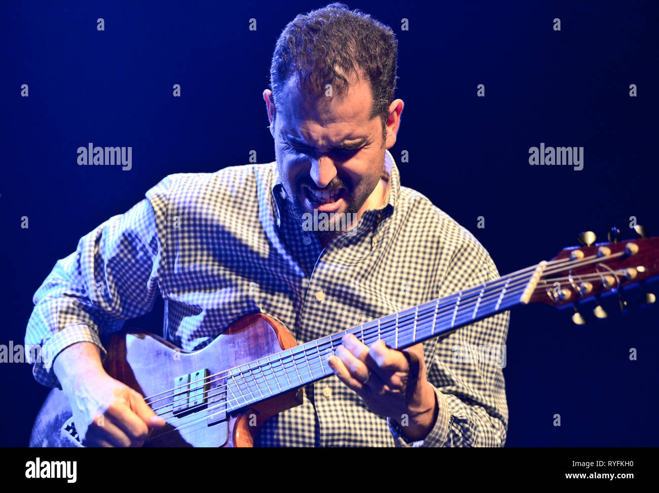 Jazz guitar player Charlie Hunter, playing live in concert Stock Photo ...