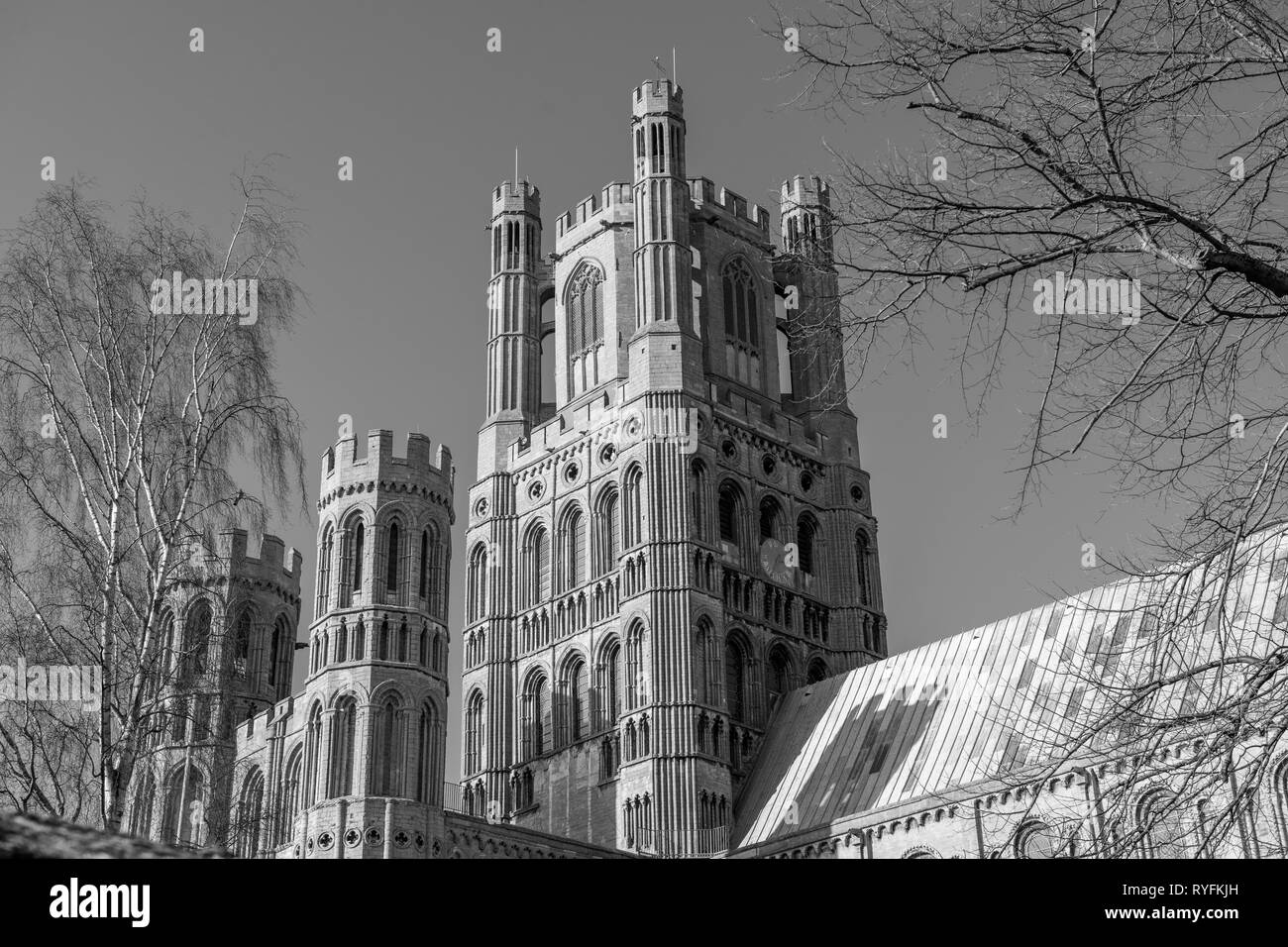 Octagon tower ely cathedral Black and White Stock Photos & Images - Alamy