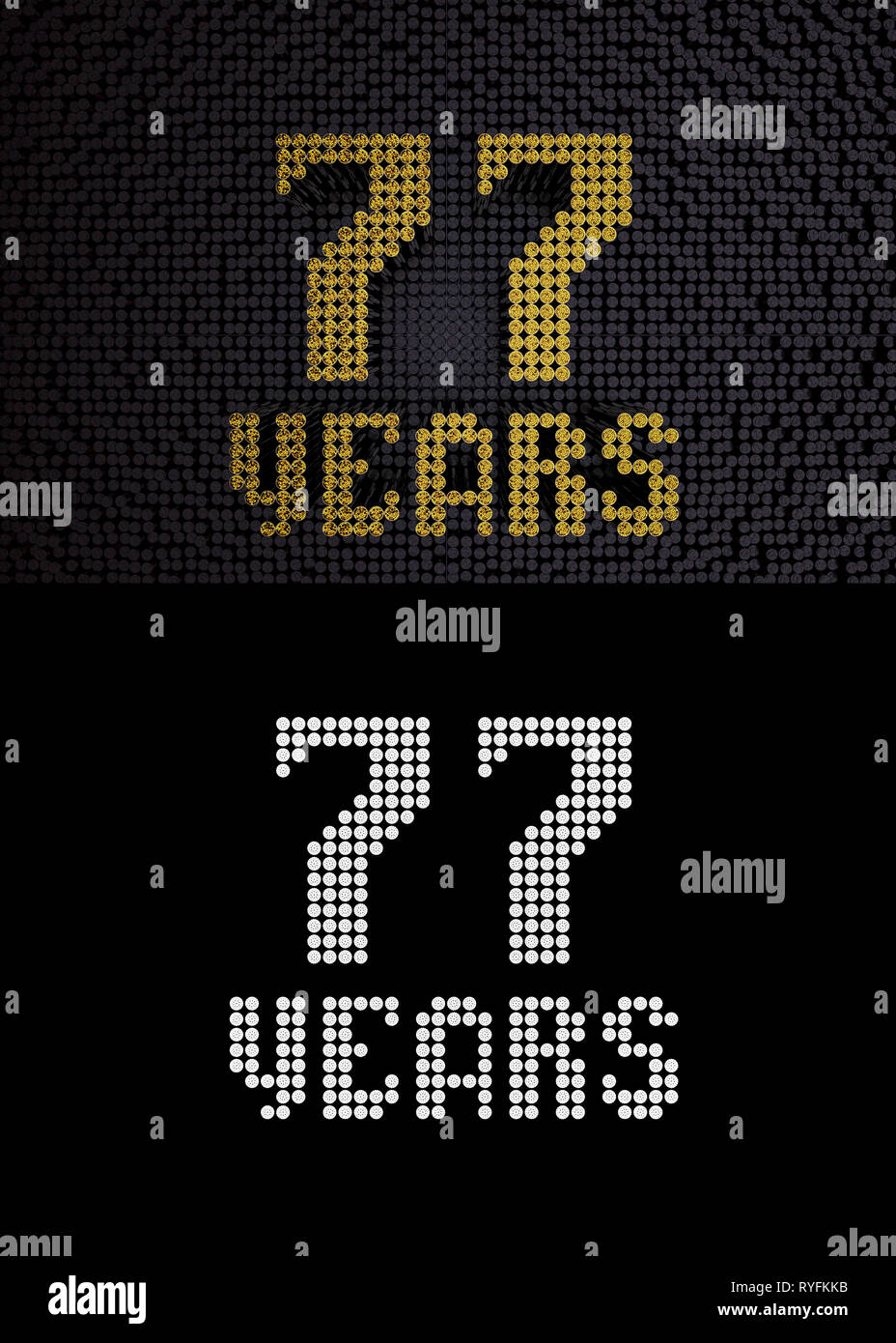 Golden number seventy-seven years (number 77 years) dotted font, top ...