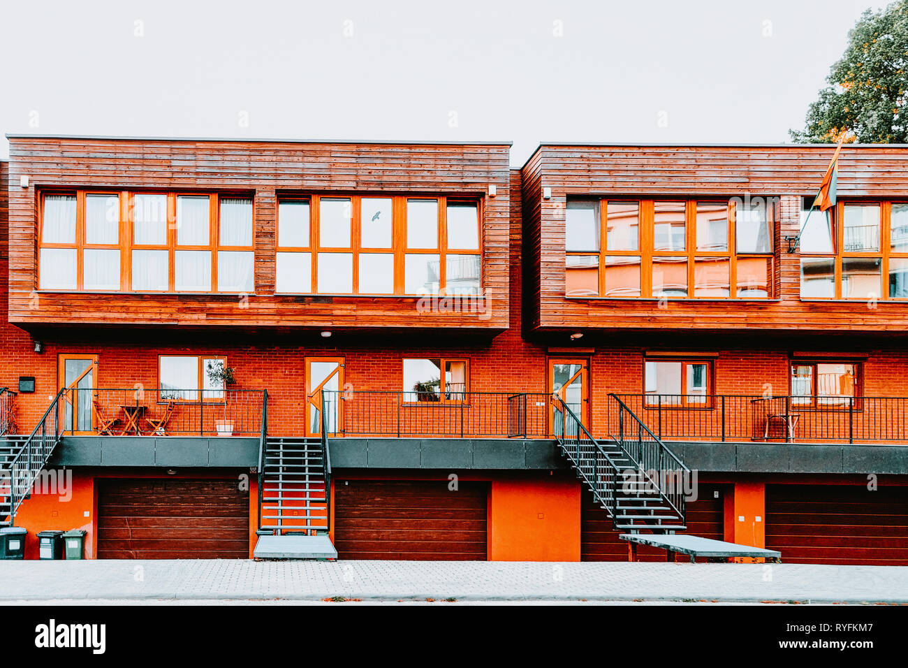 Modern apartment houses and homes residential buildings complex real ...