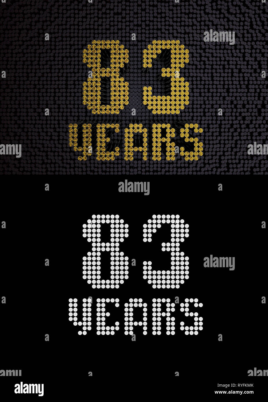 Golden number eighty-three years (number 83 years) dotted font, top ...