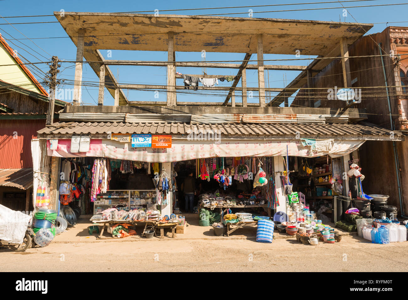Street markets in Laos Stock Photo - Alamy