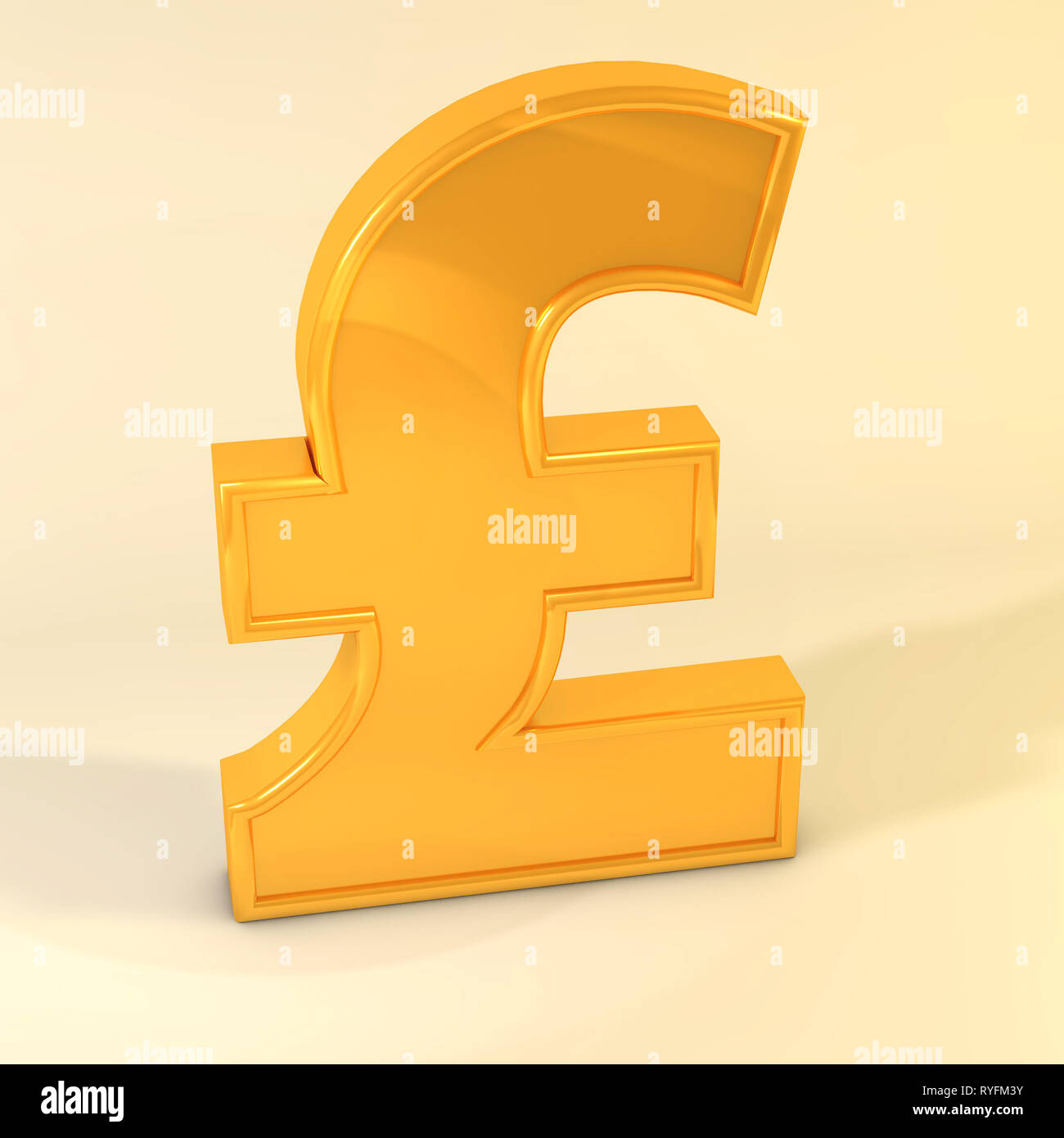 3D Golden Pound Sign, United Kingdom Pound Symbol with 3D Render ...