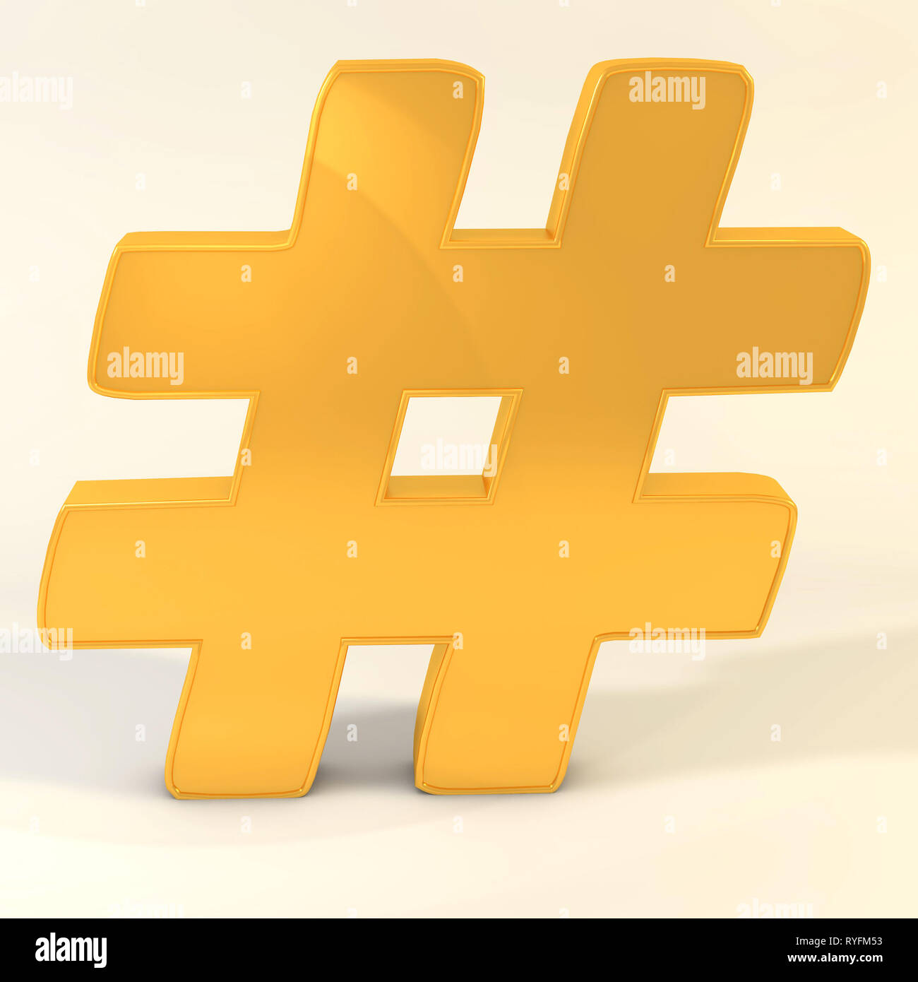 Hash tag Golden Symbol on Floor 3D Render illustration Stock Photo - Alamy