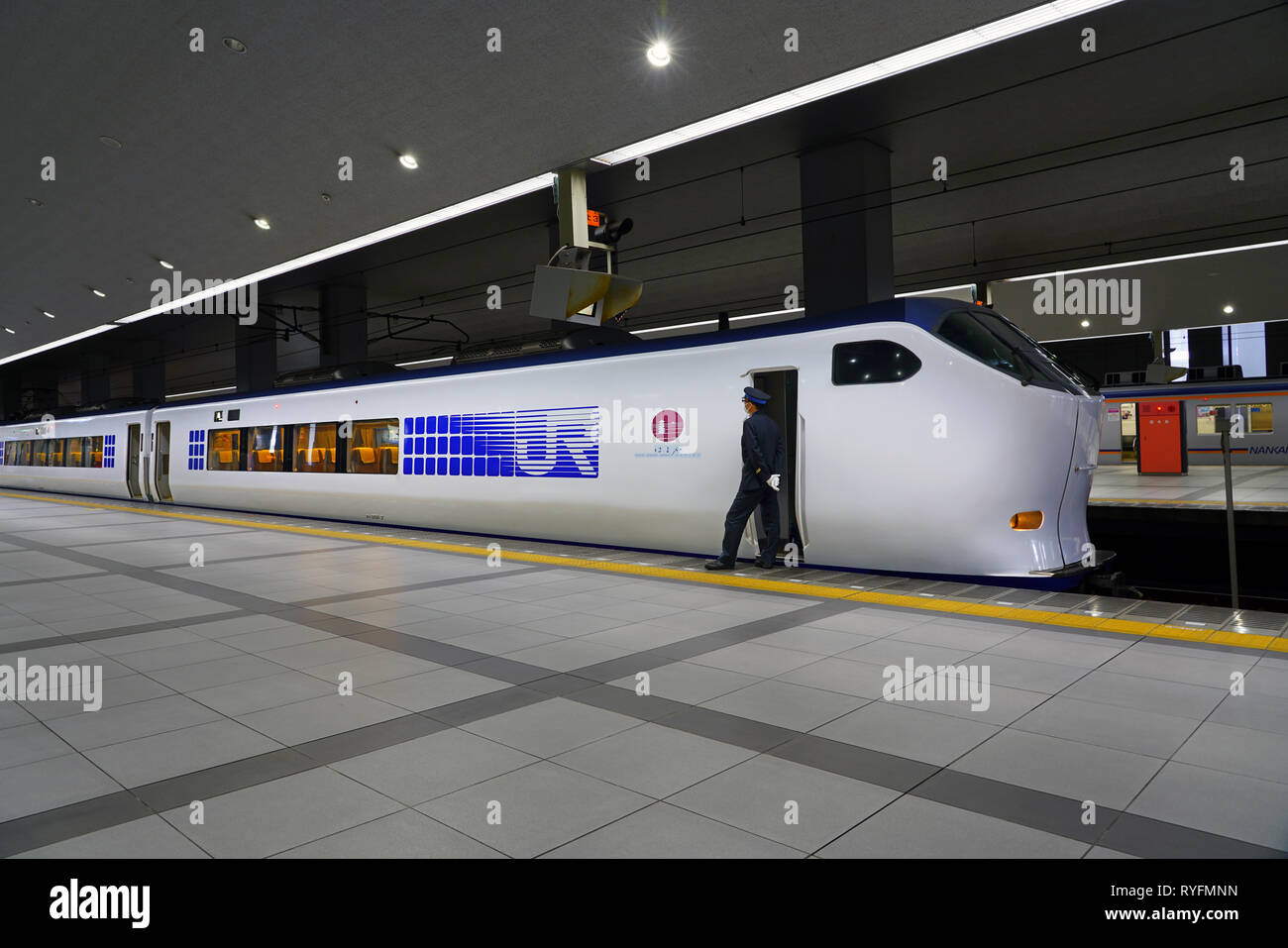OSAKA, JAPAN -1 MAR 2019- View of the Kansai Airport Limited Express ...