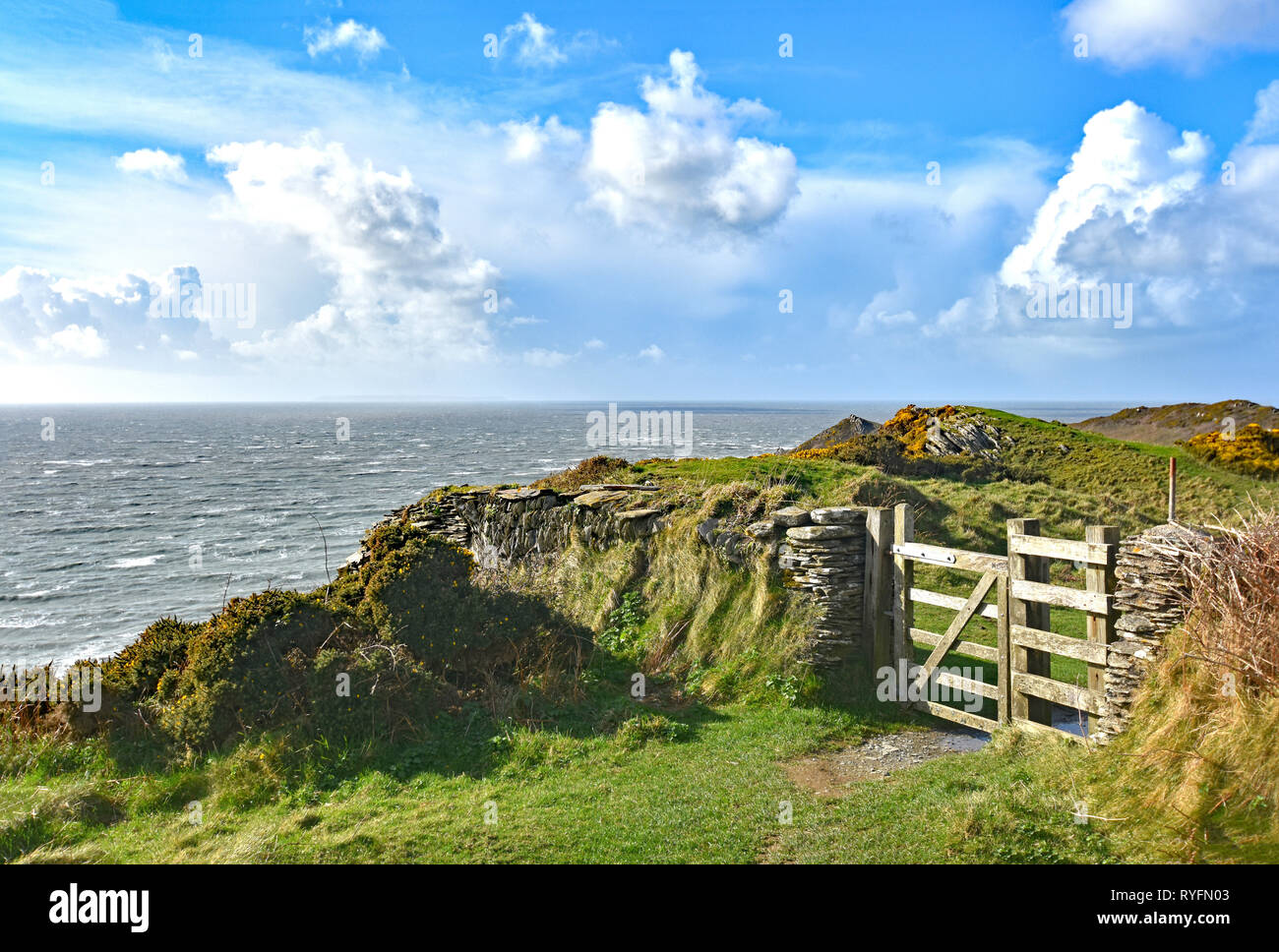 A gate on the Southwest Coast Path. Between Mortehoe and Morte Point ...