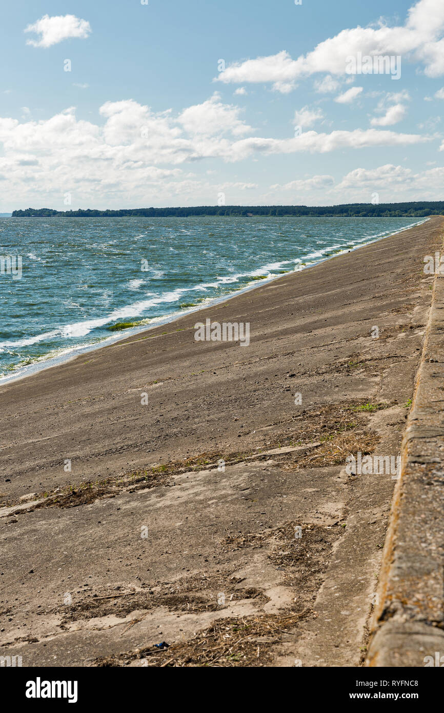 Kakhovka water reservoir concrete shore in summer, Ukraine Stock Photo ...