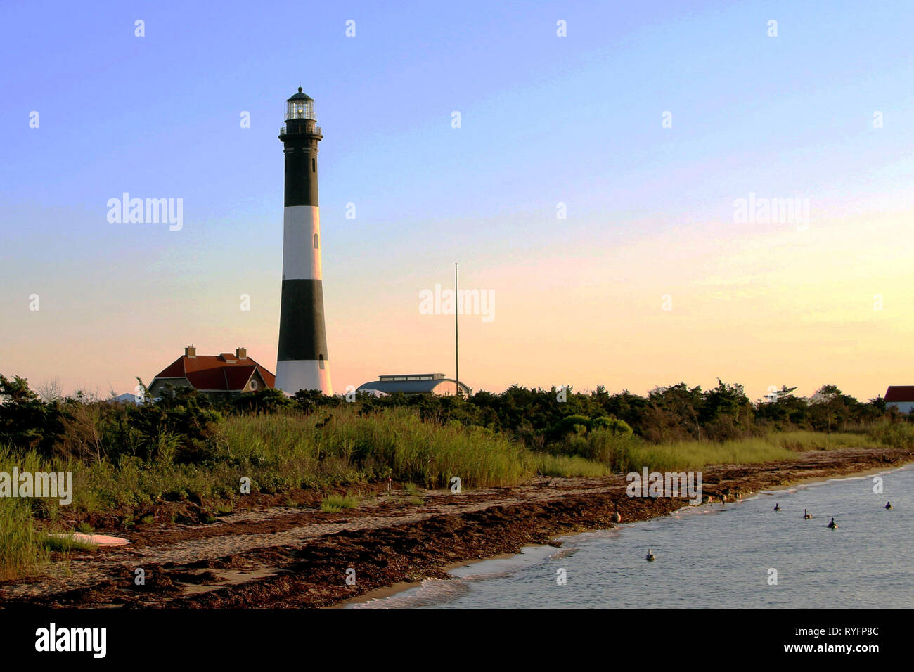 View of the Fire Island Lighthouse from the Great South Bay Stock Photo ...