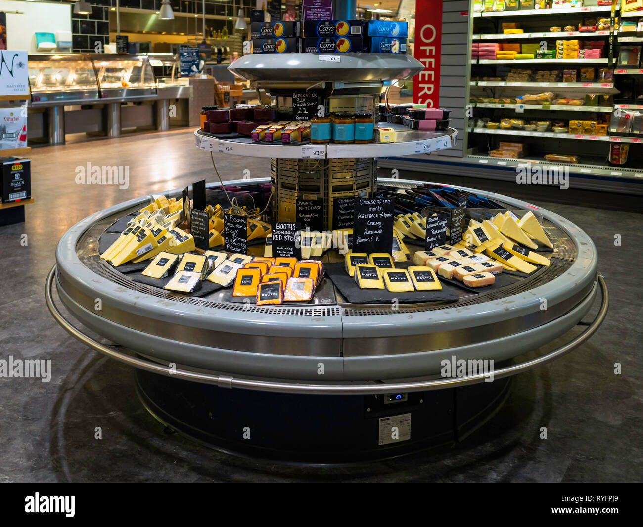Display of the self-service Cheese Counter in Booths Supermarket Ripon ...