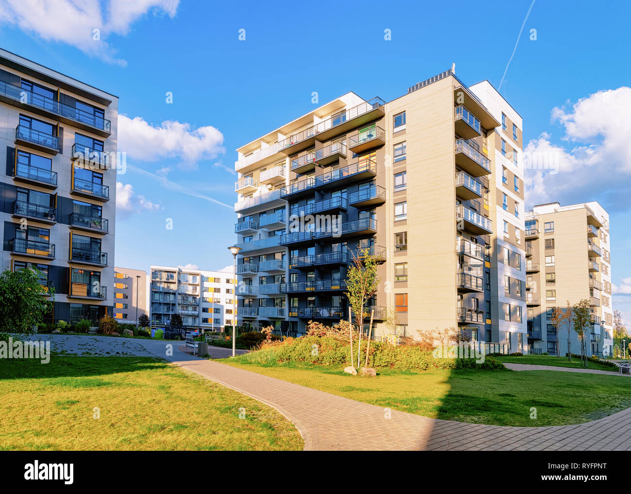 Apartment modern house and home residential building complex real ...