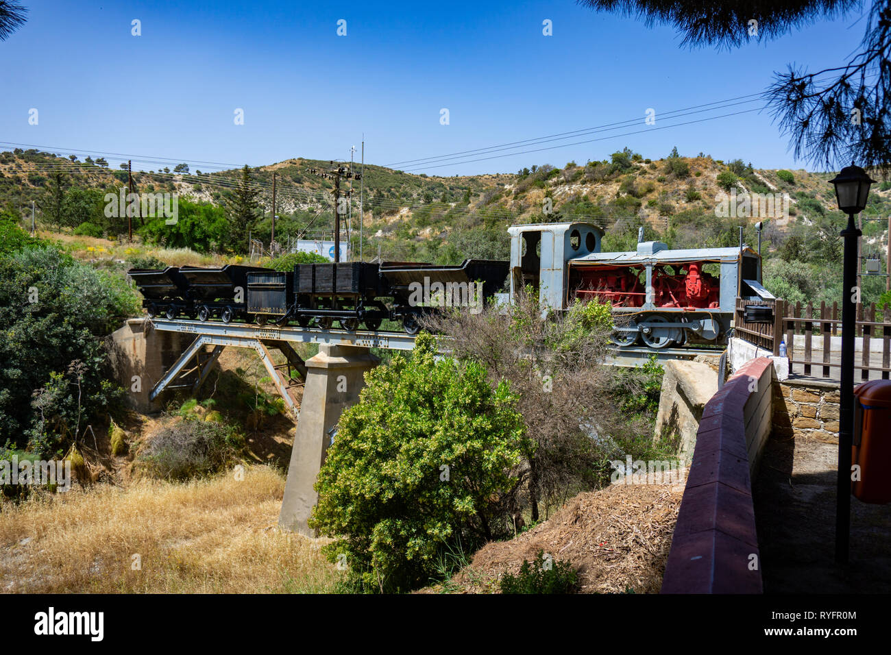 Steam locomotive with trolleys in Kalavasos Stock Photo - Alamy
