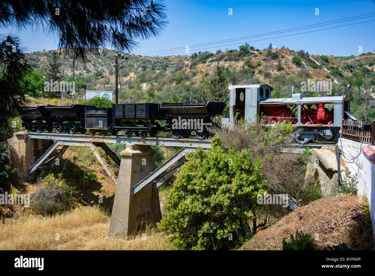 Steam locomotive with trolleys in Kalavasos Stock Photo - Alamy