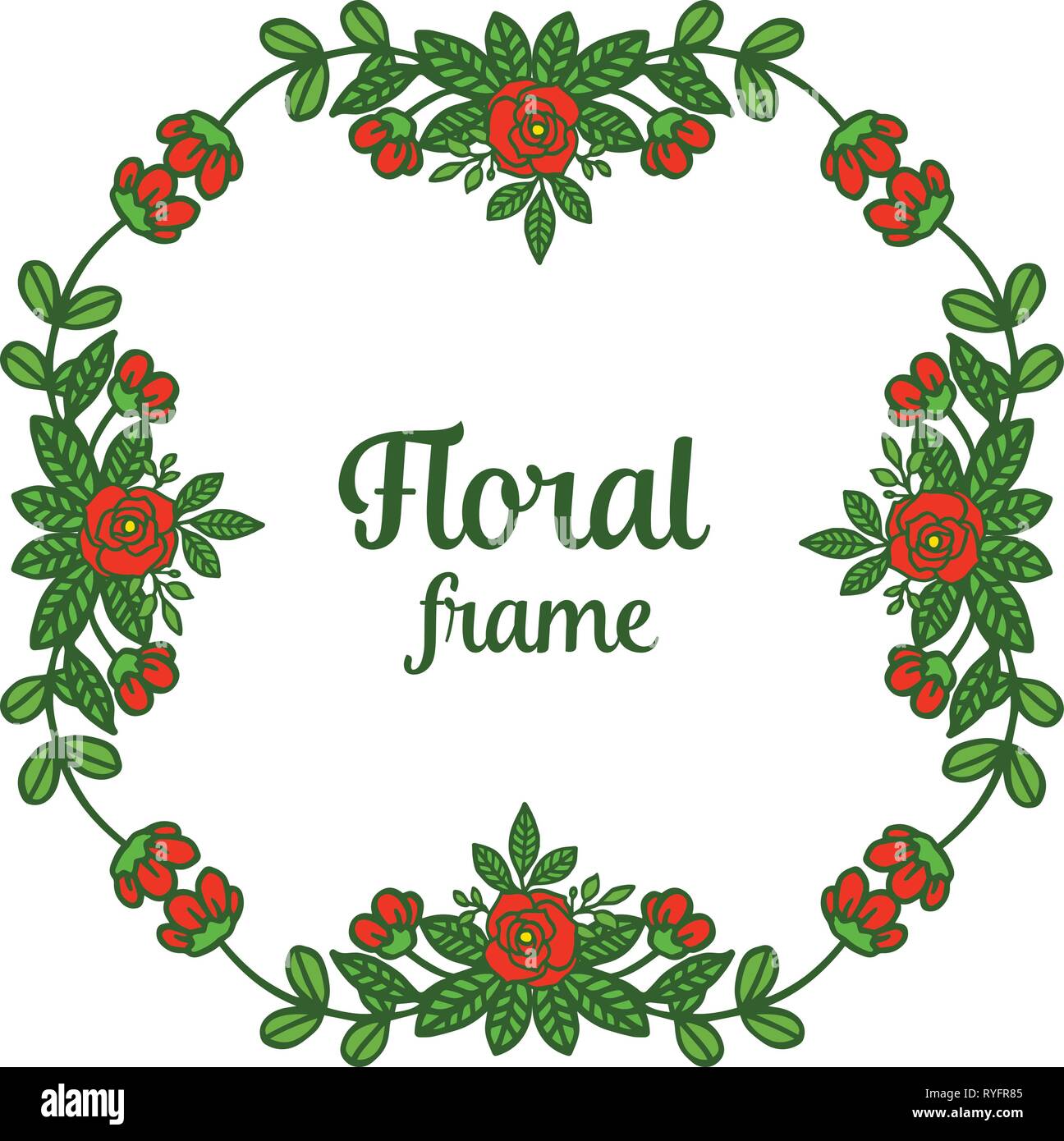 Vector illustration various style red floral frame hand drawn Stock ...