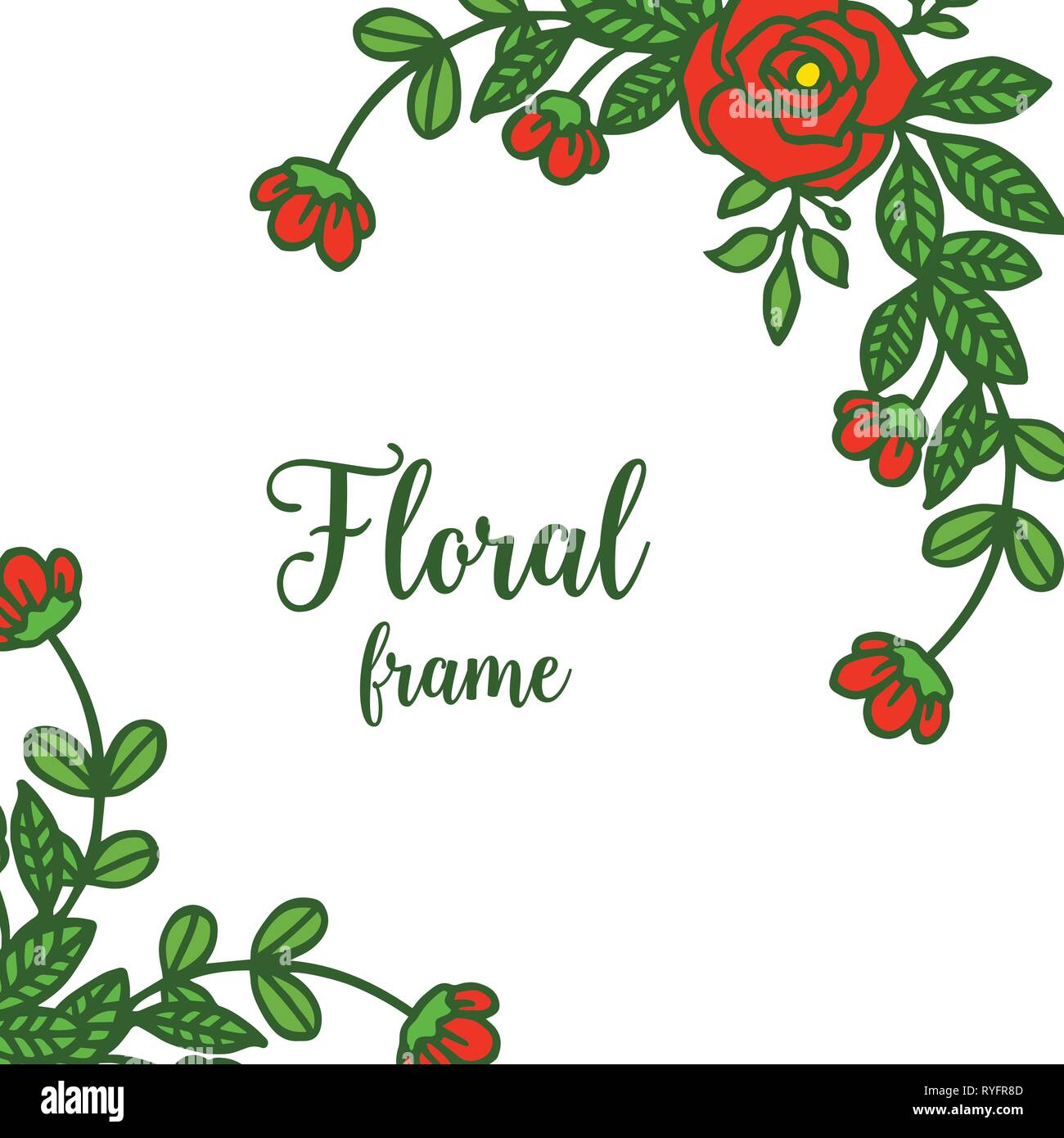 Vector illustration various style red floral frame hand drawn Stock ...