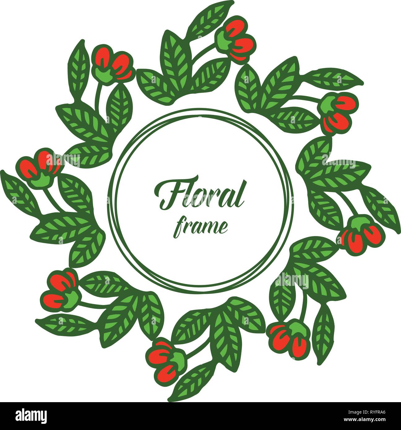 Vector illustration various design rose floral frame with green leaf ...