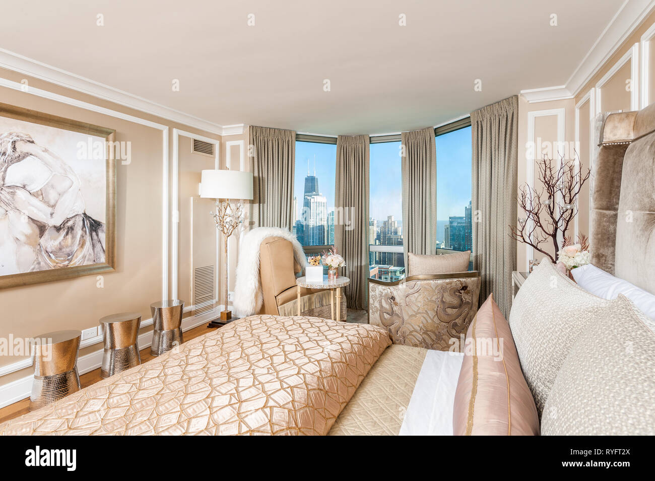 Interior of designer condominium in the Streeterville neighborhood ...