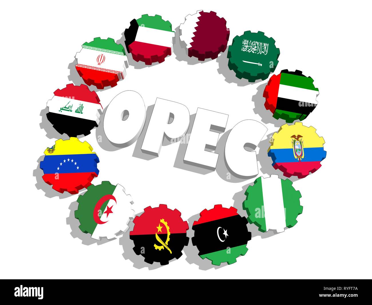 OPEC members flag on gears Stock Photo - Alamy