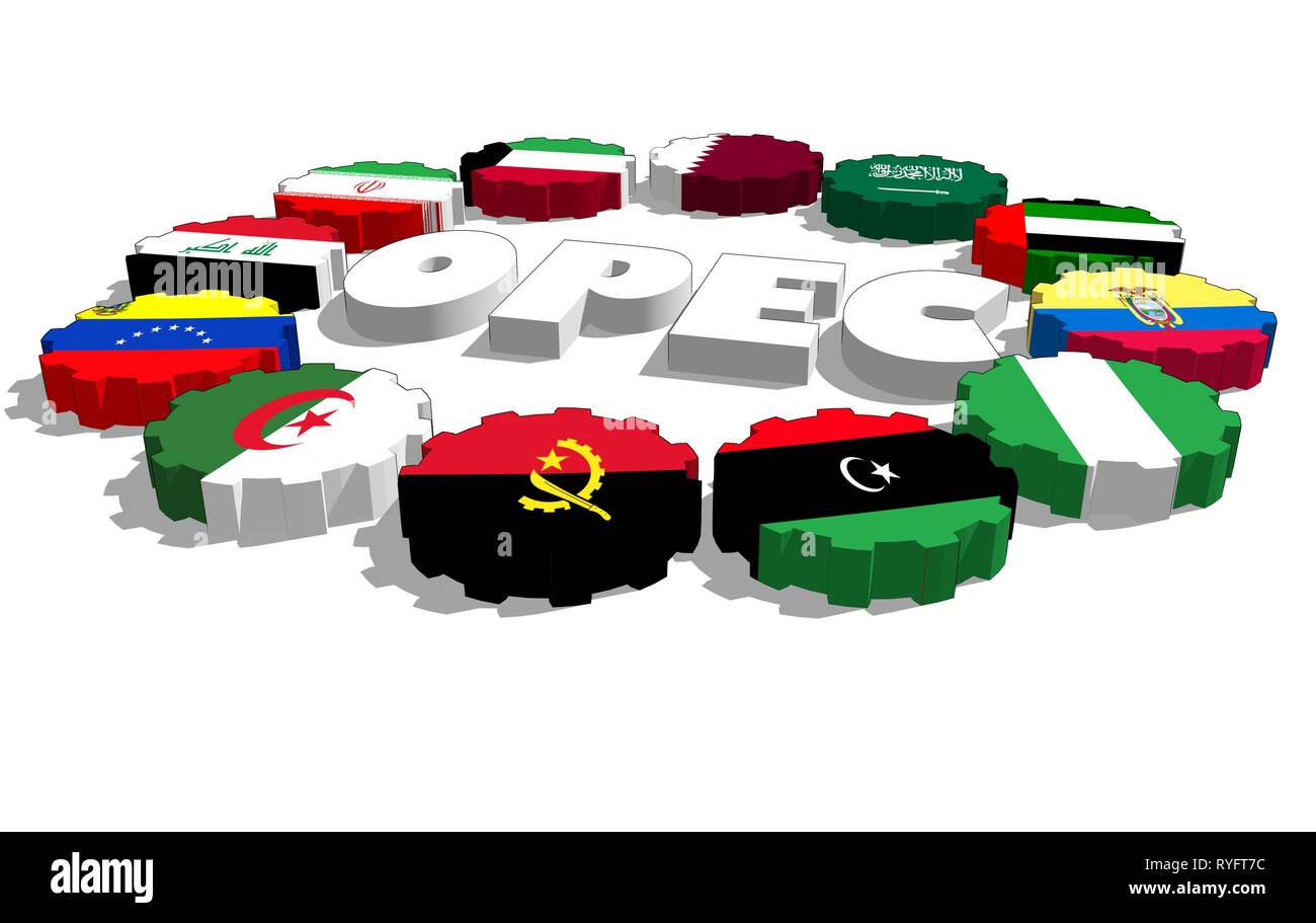 OPEC members flag on gears Stock Photo - Alamy