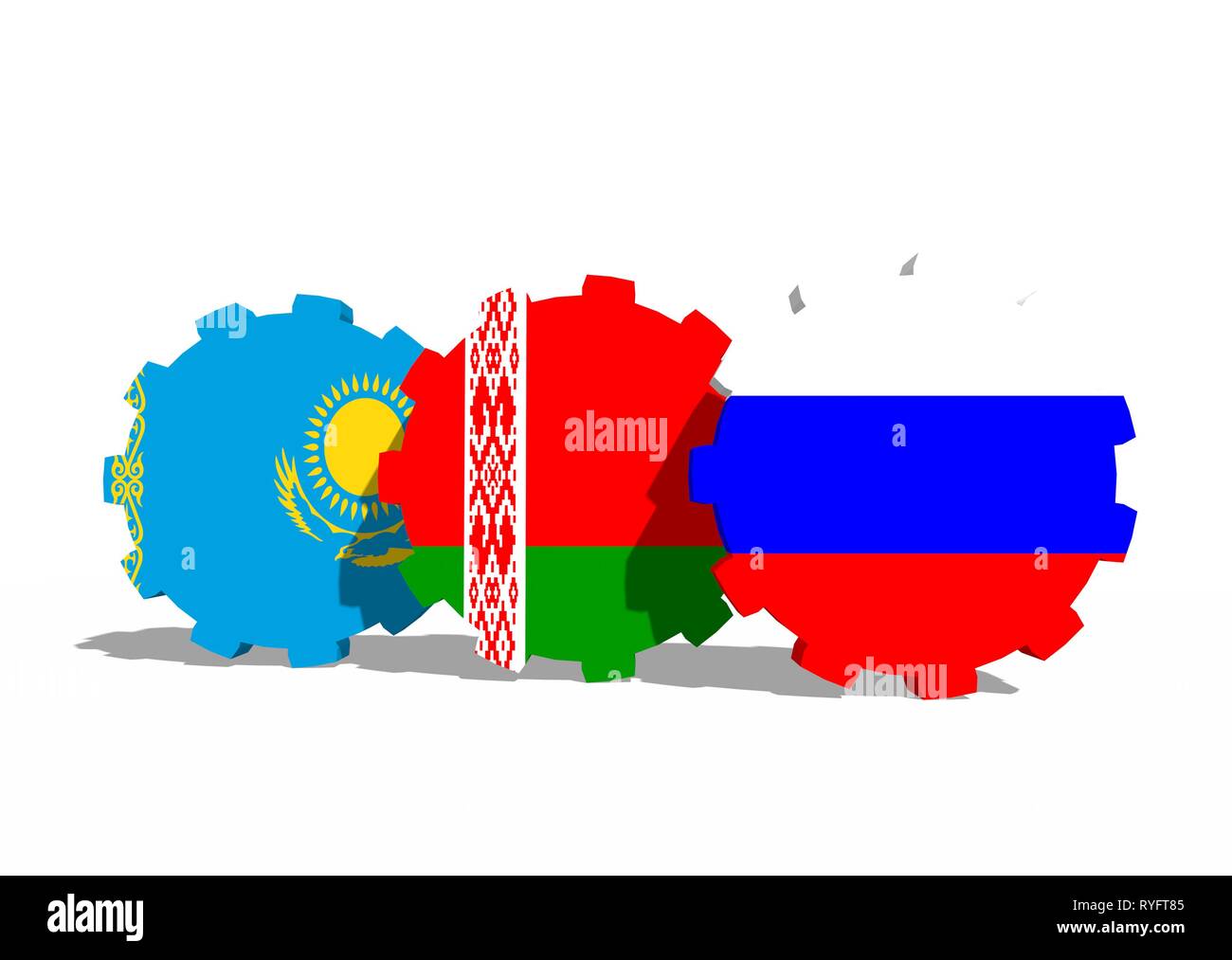 EAEU union members national flags Stock Photo - Alamy