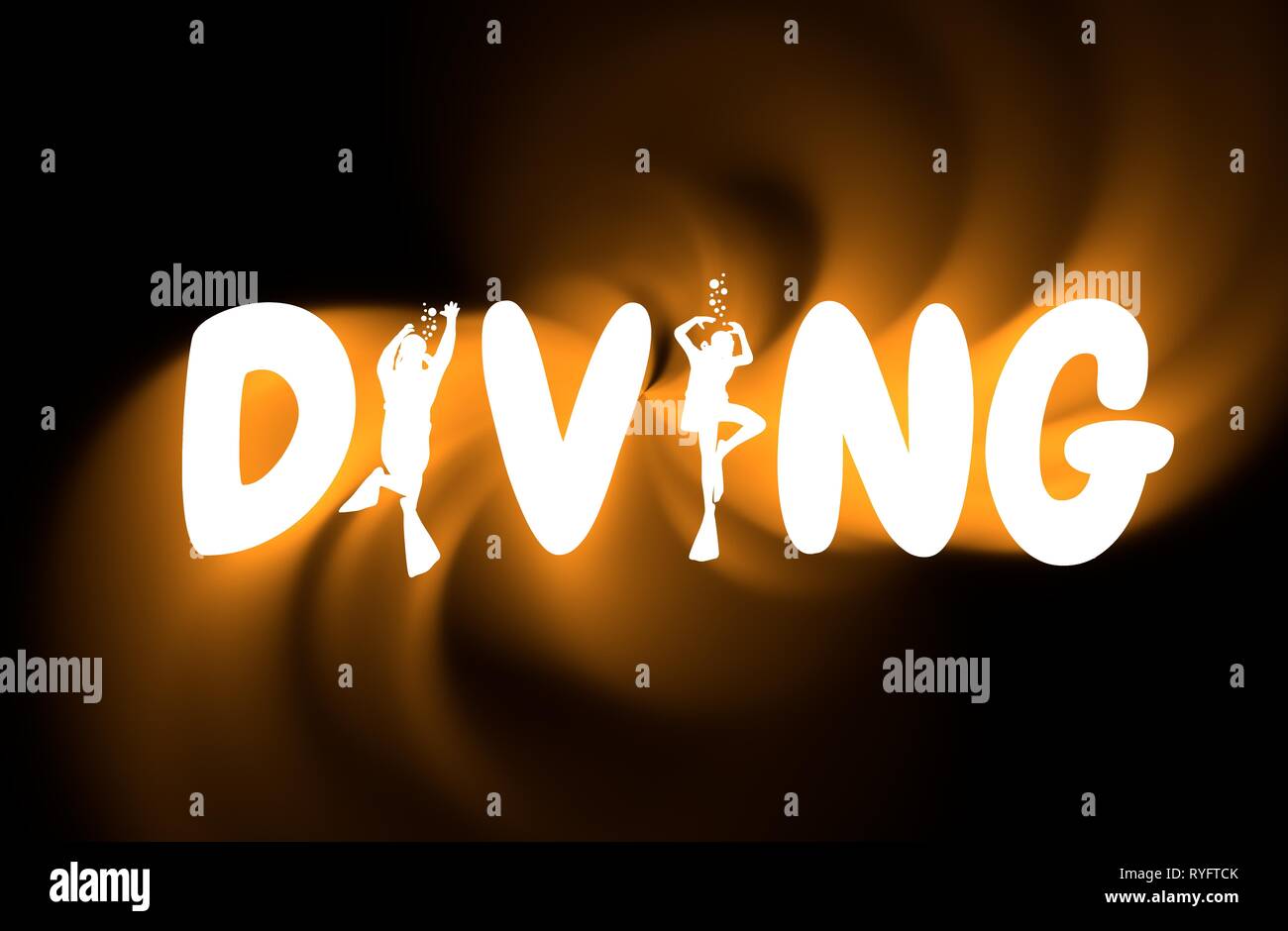 Scuba diving word silhouette hi-res stock photography and images - Alamy