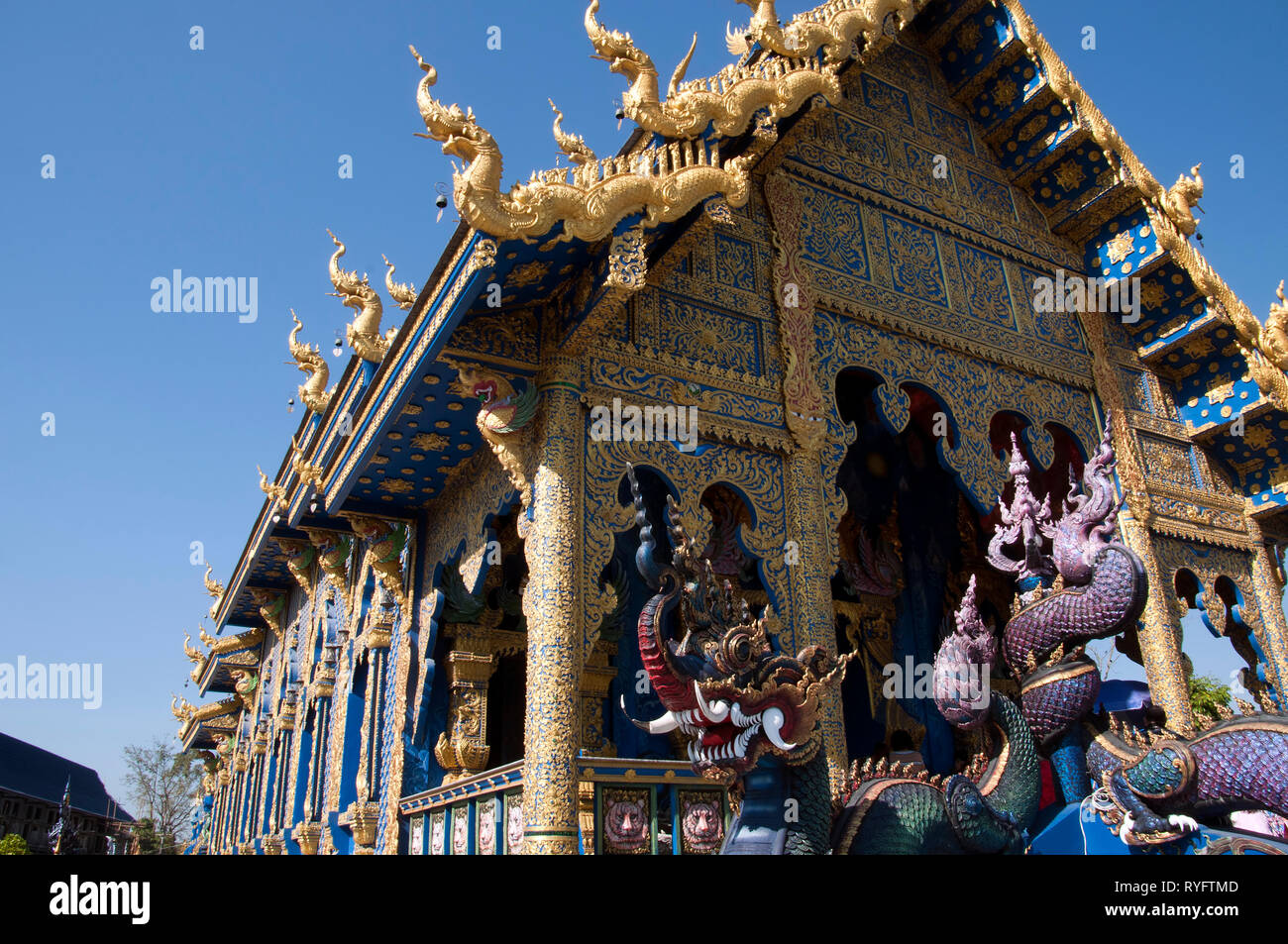 Chiang Rai Thailand,temple exterior and guardian dragon at Wat Rong ...