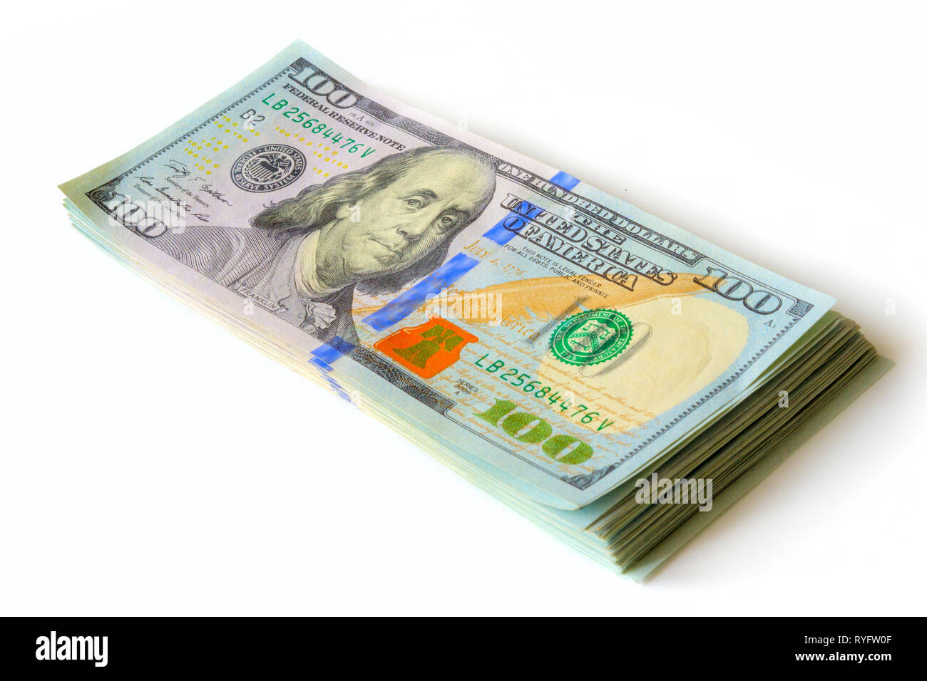 Pack of dollars, isolated on white background Stock Photo - Alamy