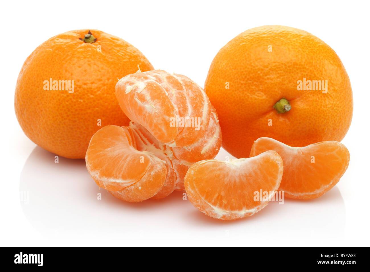 Whole and peeled mandarin fruits isolated on white background Stock ...