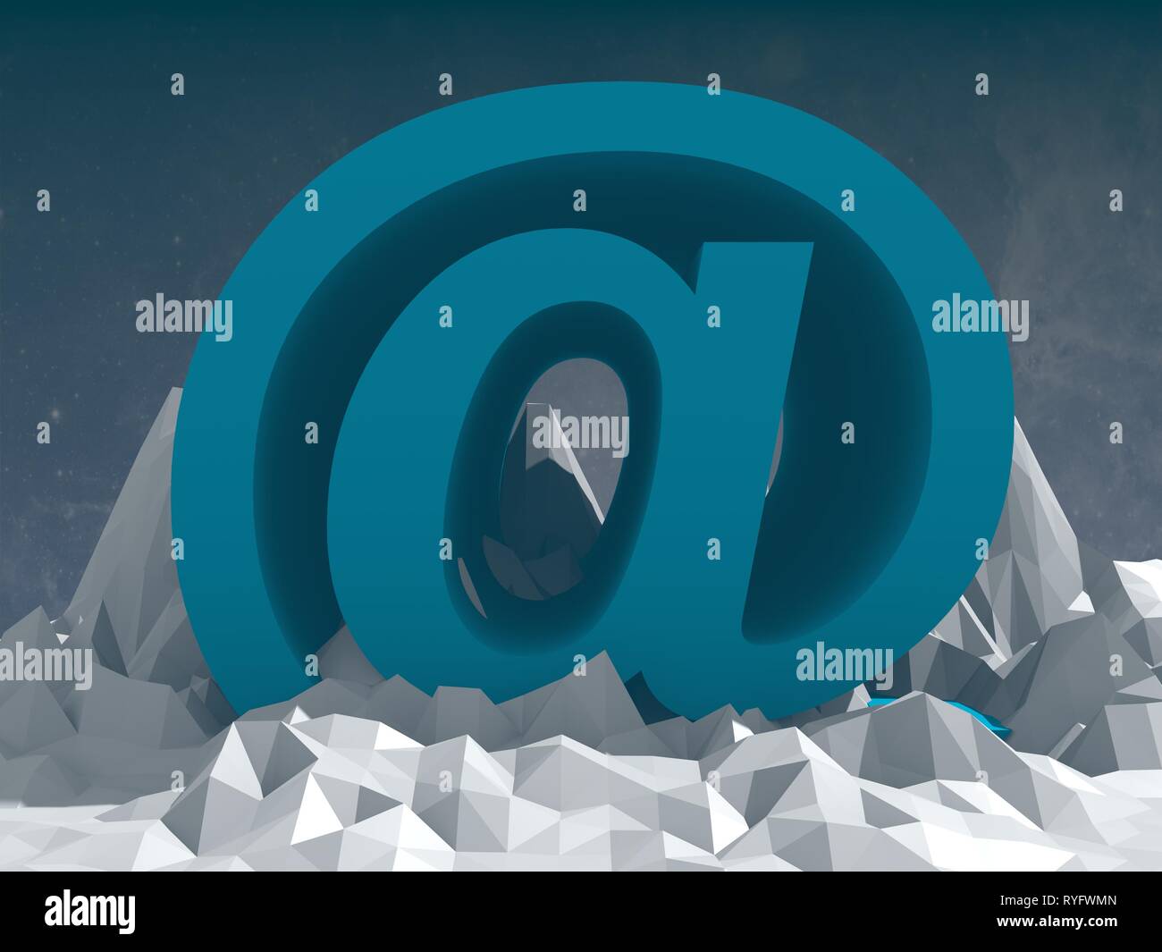 blue at sign icon on low poly surface Stock Photo - Alamy