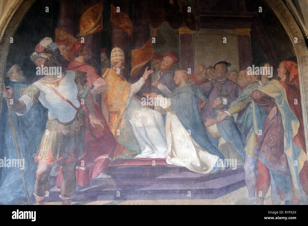 Pope Honorius III confirms the Dominican Rule, fresco by Gregorio ...