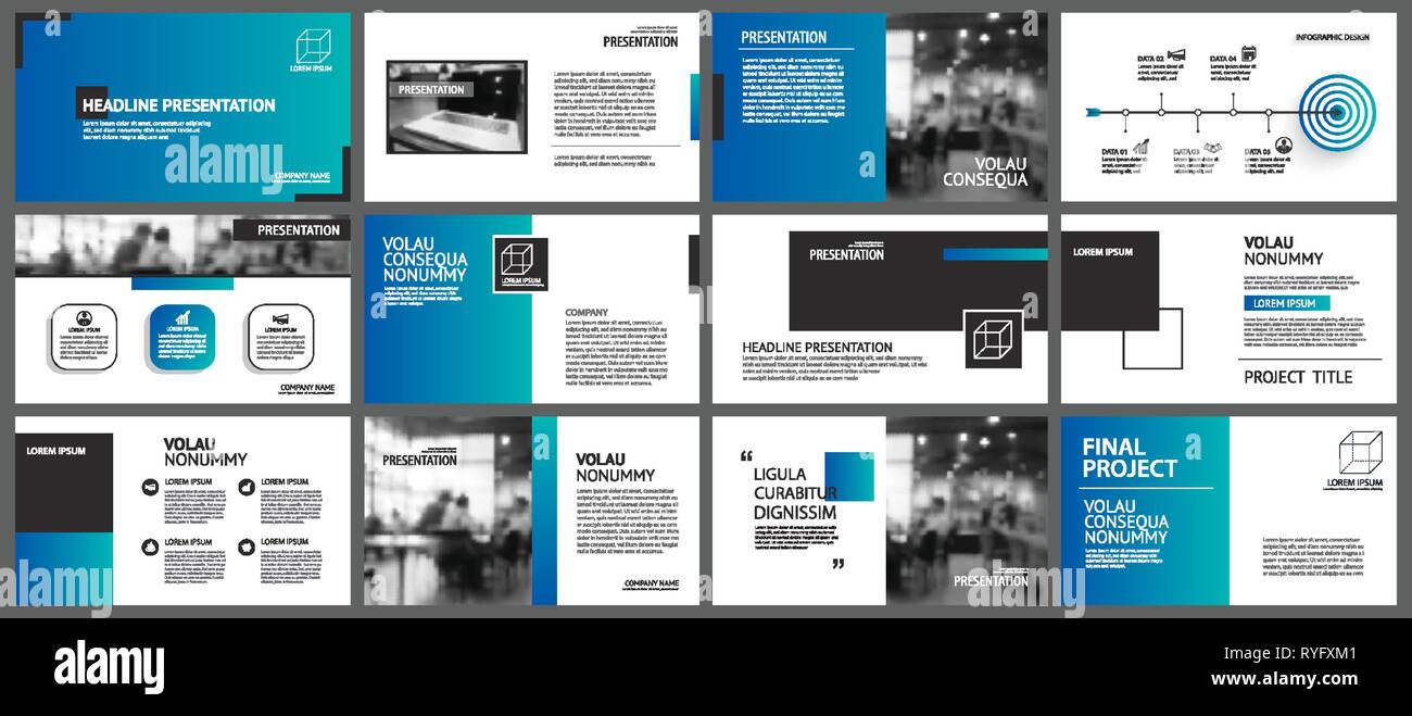 Presentation and slide layout template. Design blue and green gradient ...
