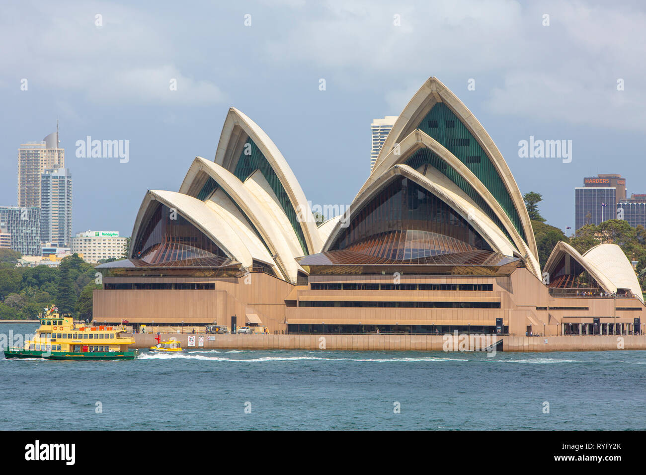 Sydney ferry passes Sydney opera house,Sydney harbour, NSW, Australia ...
