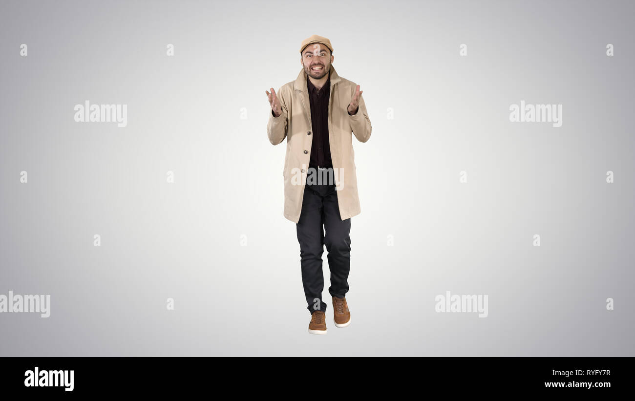 Good work That is it Man walking and making gestures on gradient ...