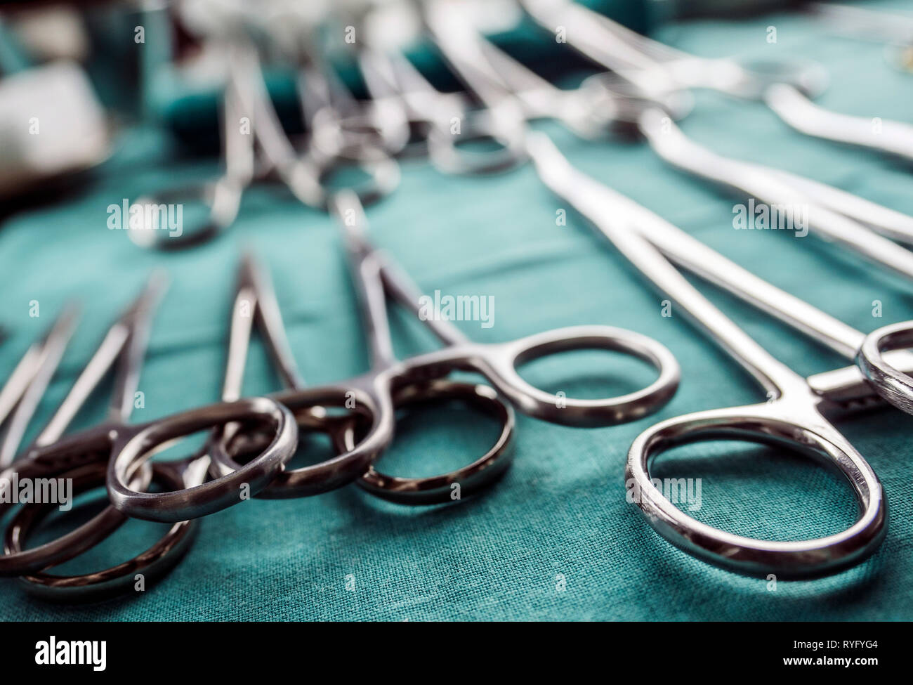 Some scissors for surgery in an operating theater, conceptual image ...