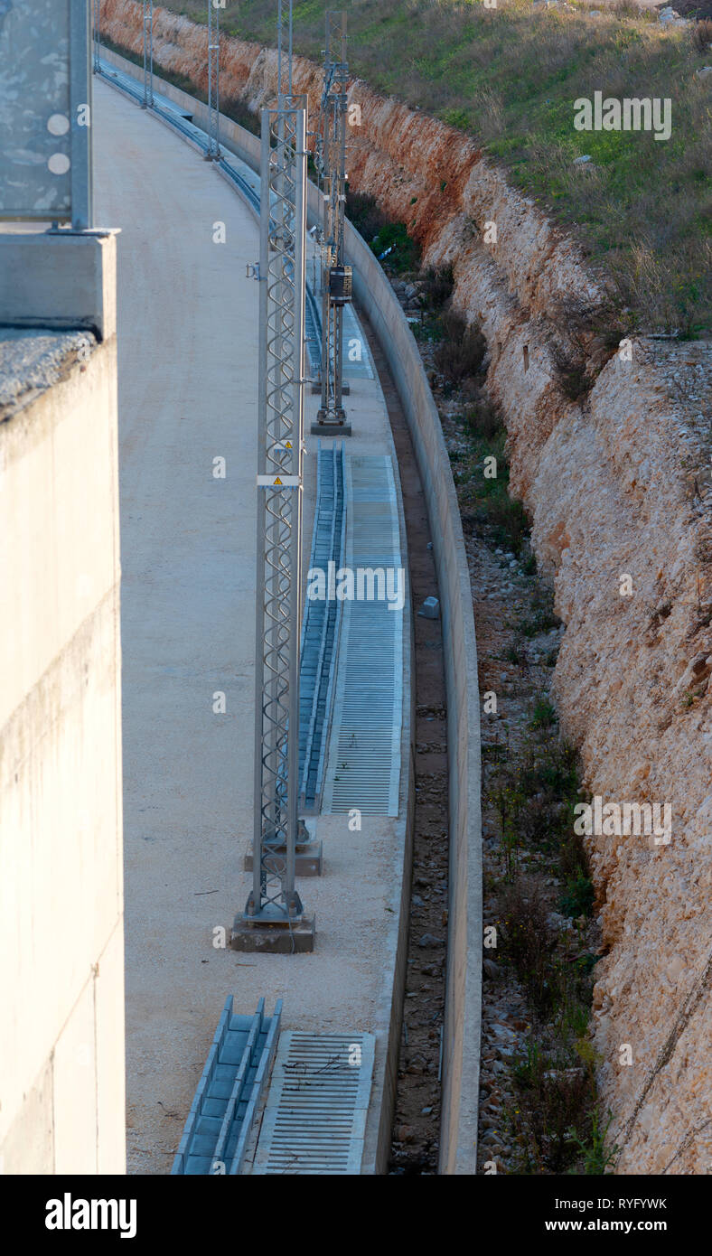 Underpass and tunnel for the construction of a new railway line. Detail ...