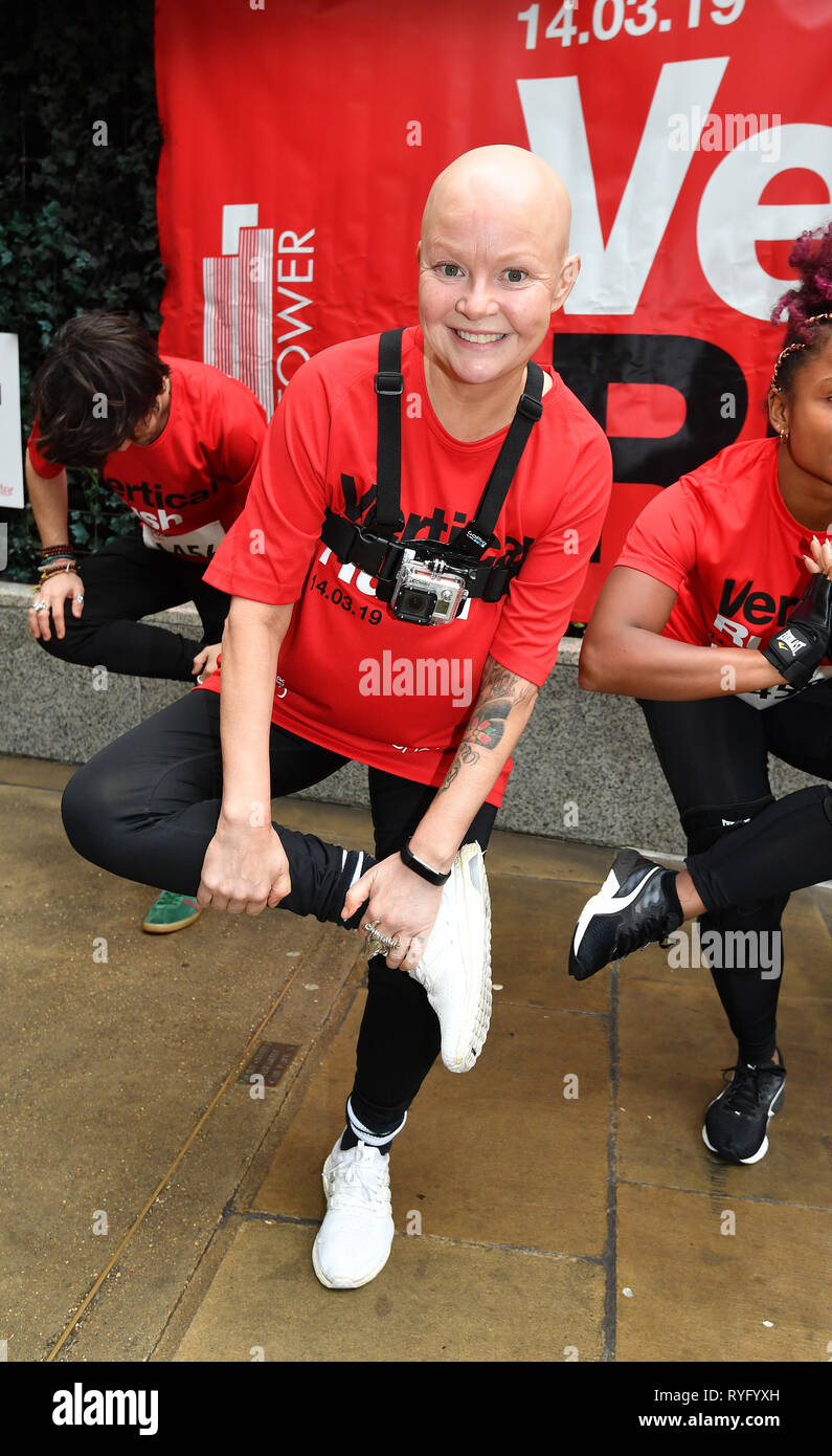 Gail Porter taking part in the 'Vertical Rush' fundraising race, in ...