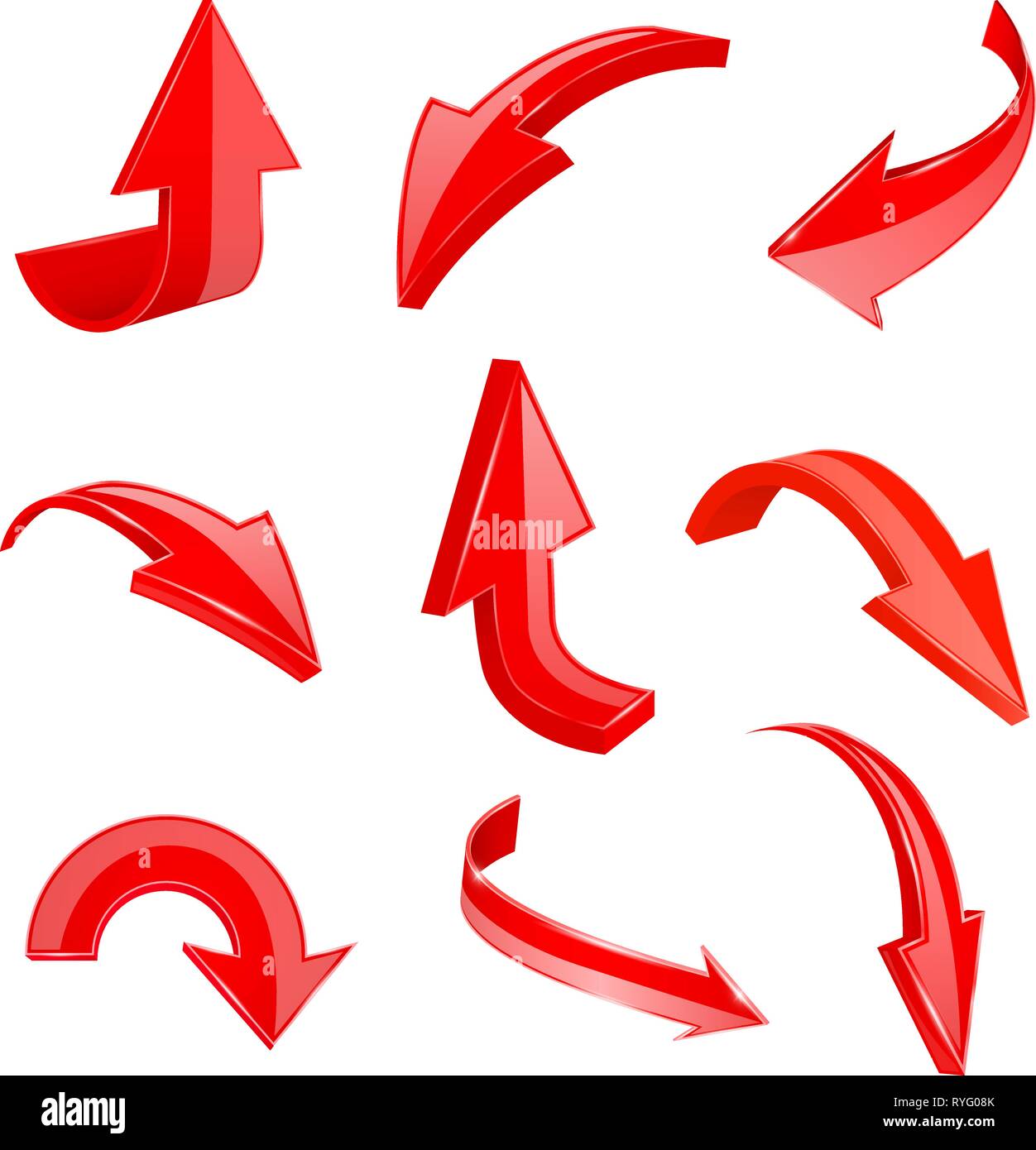 Red curved arrow down icon Stock Vector Images - Alamy