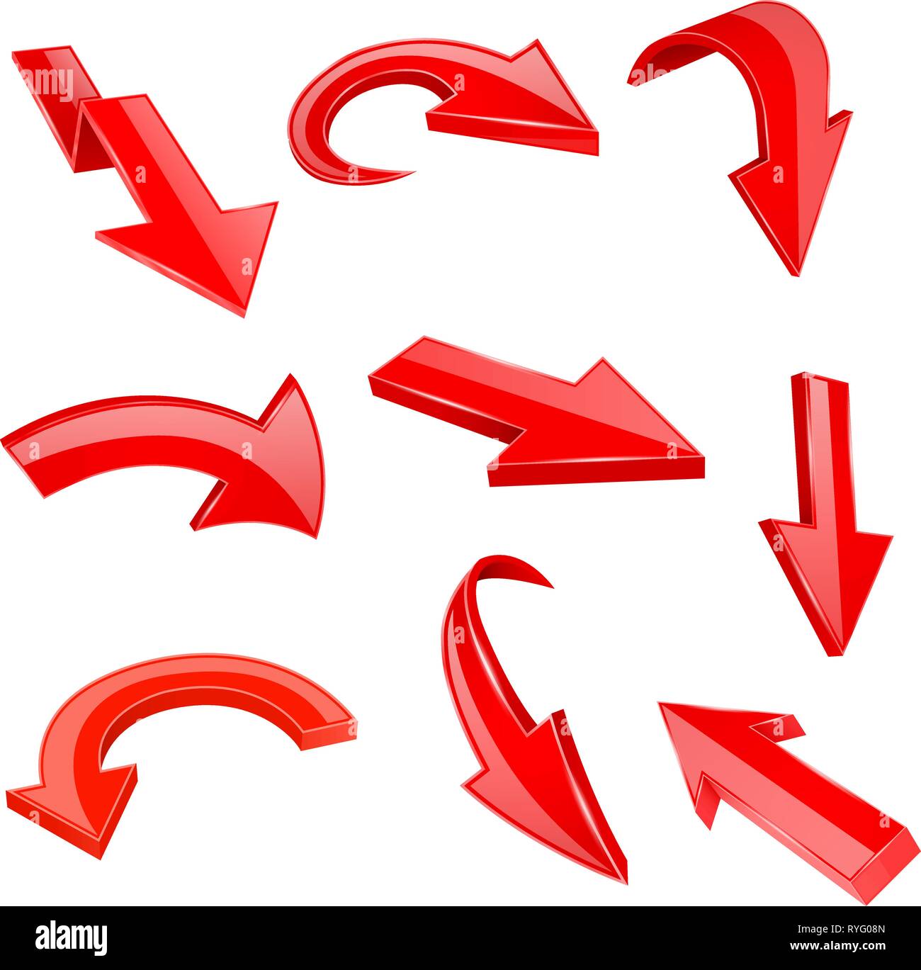 Red curved arrow down icon hi-res stock photography and images - Alamy