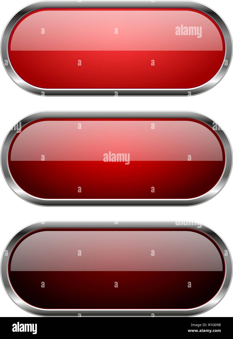 Red glass buttons with chrome frame Stock Vector Image & Art - Alamy
