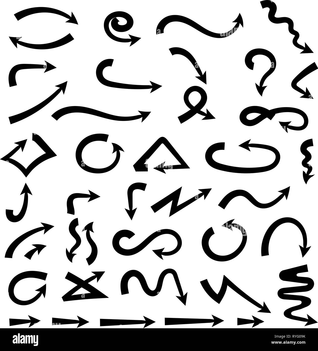 Arrows. Black hand drawn signs Stock Vector Image & Art - Alamy