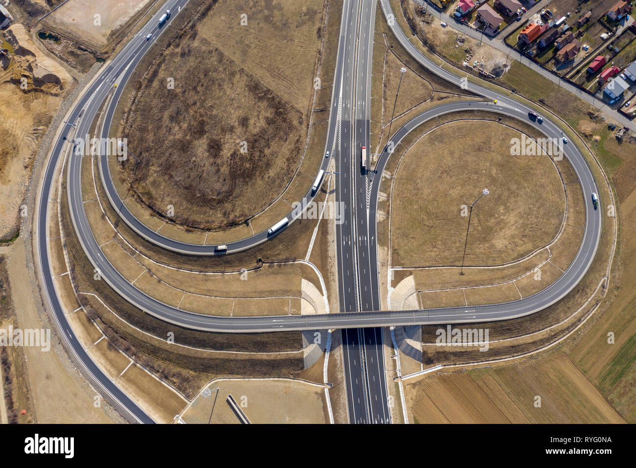 Aerial shot highway junction cars hi-res stock photography and images ...